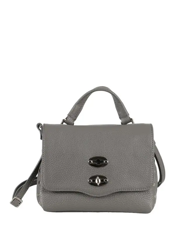 ZANELLATO Leather Crossbody Bag With Turn Lock Closure - Gray
