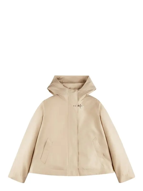 FAY Hooded Short Parka Jacket - Light Brown