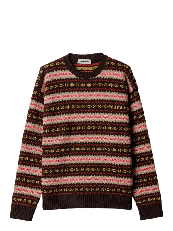 Miu Miu Crewneck Knitted Jumper - Dark Brown