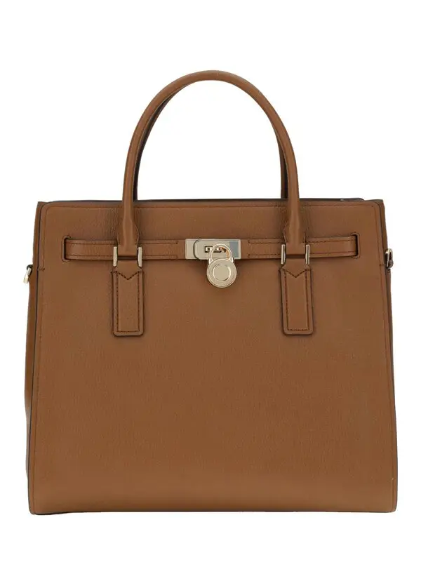 Michael Kors Lock-accent Top-handle Tote Bag - Brown