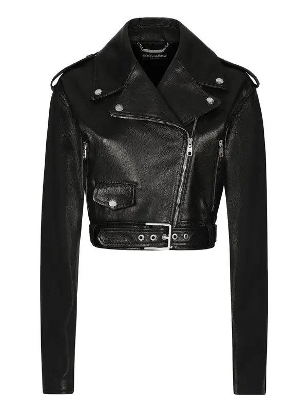Dolce & Gabbana Leather Biker Jacket - Black