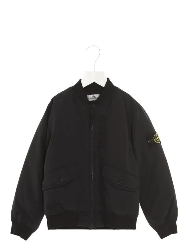 Stone Island Compass Patch Feather-down Bomber Jacket - Black
