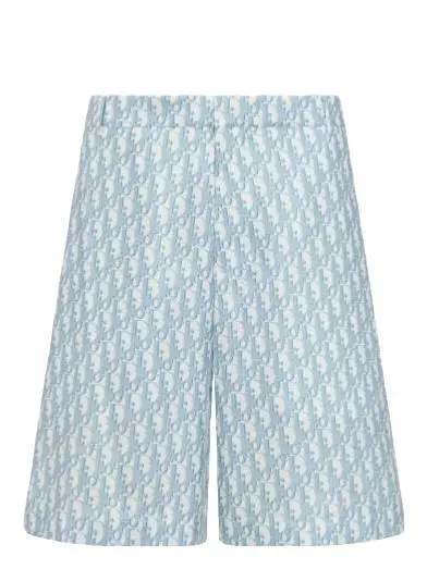Dior Oblique Monogram Silk Bermuda Shorts - Blue