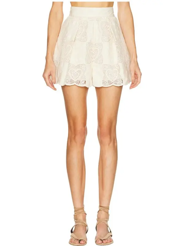 Zimmermann Wanderlust Lace Tuck Shorts - Cream  Ivory