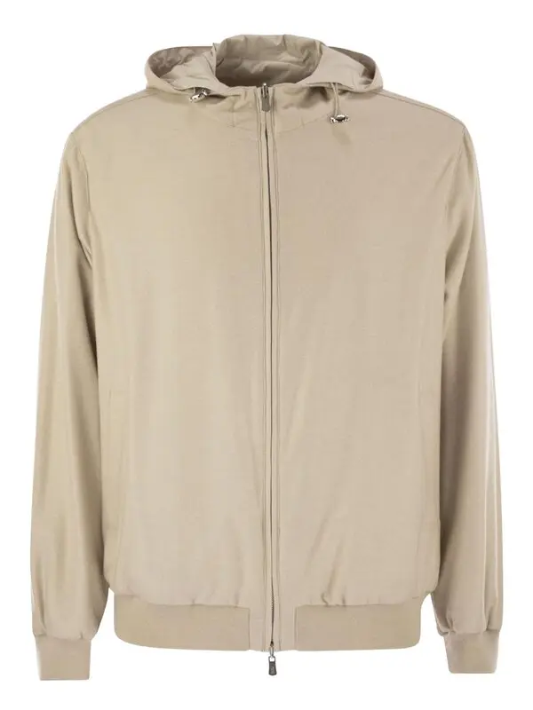 Fedeli Reversible Hooded Bomber Jacket - Nude