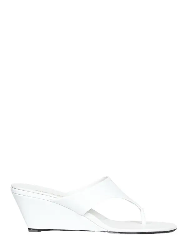 Prada Patent Leather Wedge Thong Sandals - White