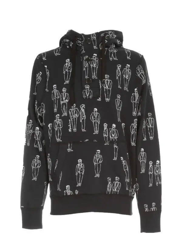 Moschino Printed Hoodie With Kangaroo Pocket - Black