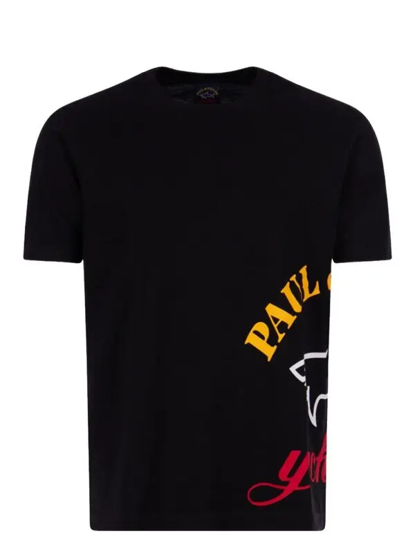 PAUL  SHARK Logo-print Organic-cotton T-shirt - Black
