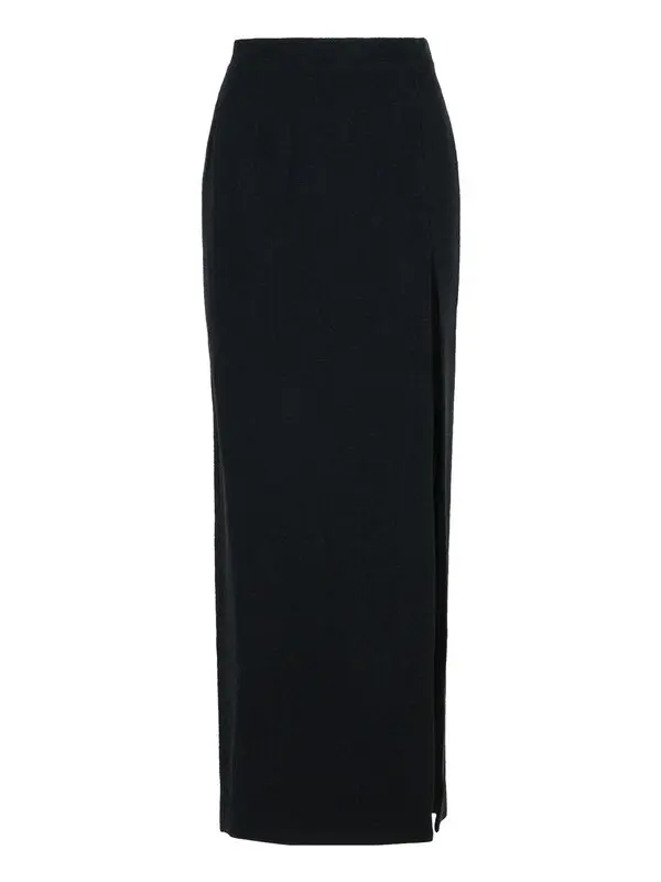 Alessandra Rich Virgin Wool Blend Long Skirt - Black