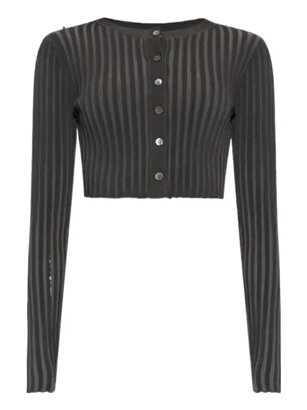 Alexander Wang Logo Embroidered Cropped Cardigan - Black