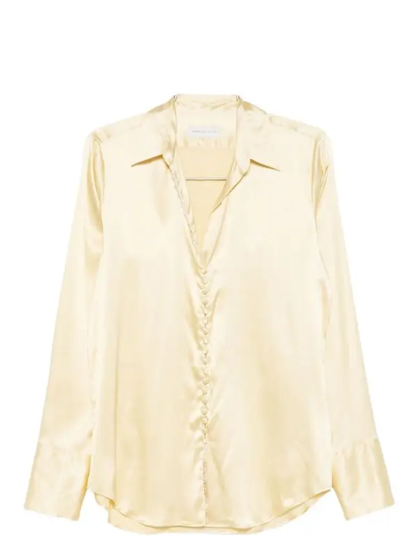 Dries Van Noten Long Sleeve Shirt With Lapel Collar And V-neck - Yellow