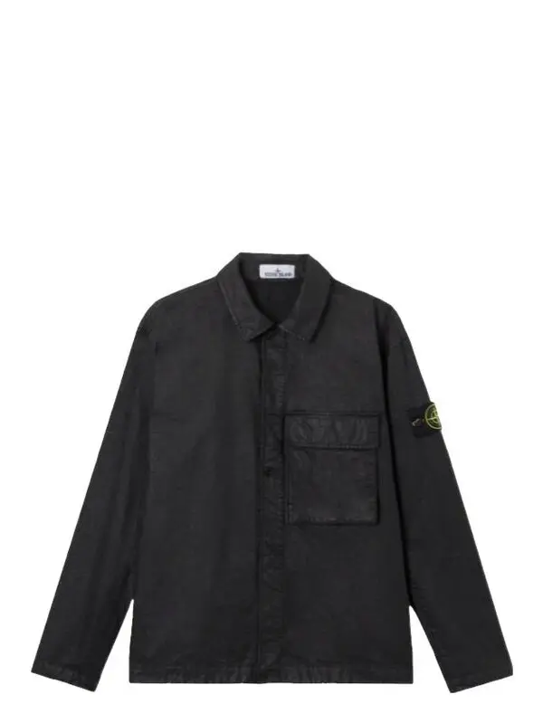 Stone Island Logo Patch Long-sleeve Overshirt - Black