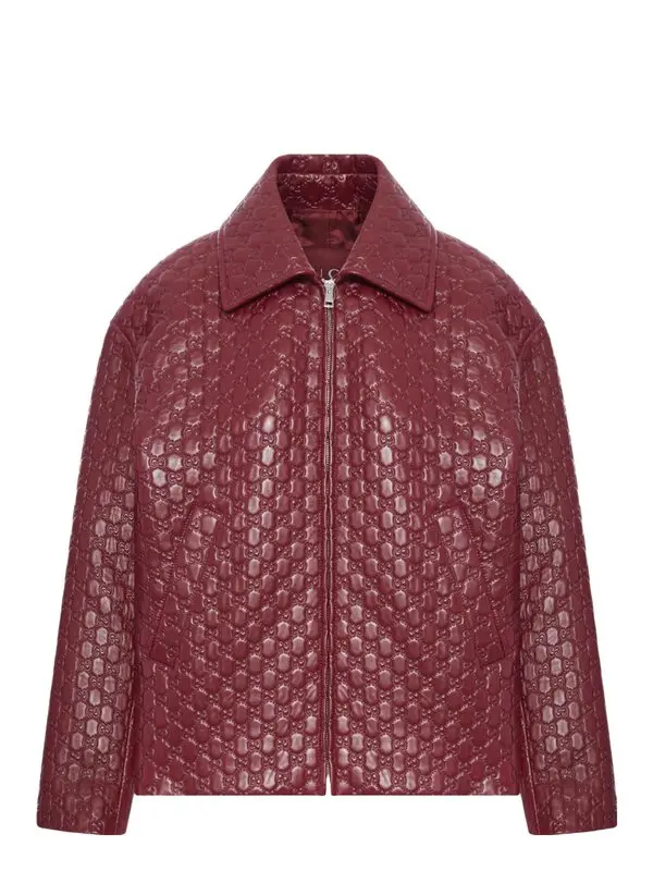 Gucci Embossed Gg Leather Jacket - Red