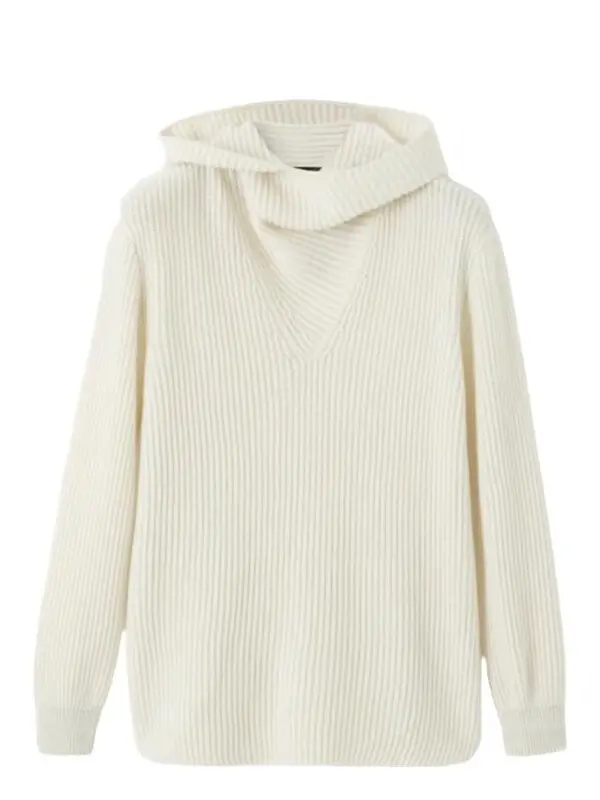 Loro Piana Ribbed Hooded Sweater - Snow