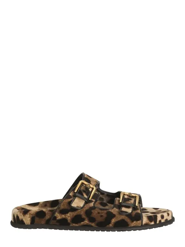 Dolce & Gabbana Printed Velvet Sliders - Leopard