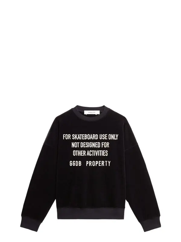 GOLDEN GOOSE Embroidered Velvet Crewneck Sweatshirt - Black