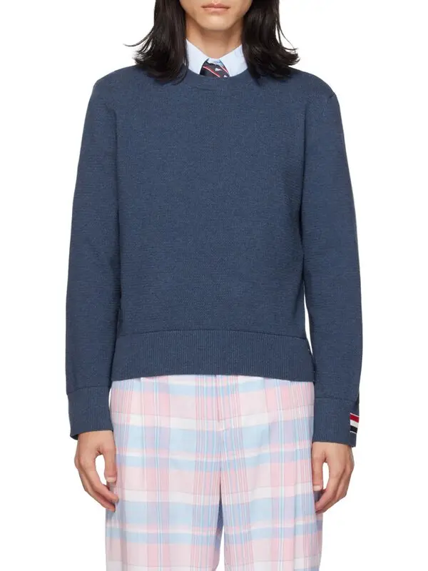 Thom Browne Round Neck Knit Jumper - Blue