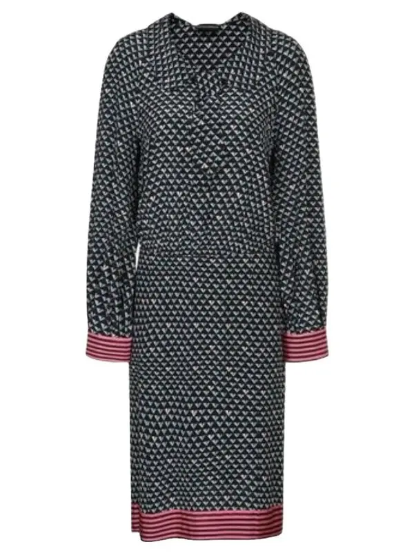 Emporio Armani Printed Collared Shirt Dress - Black