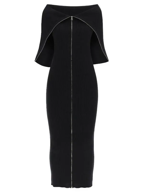 MAISON MARGIELA Ribbed Zip-up Knitted Dress - Black