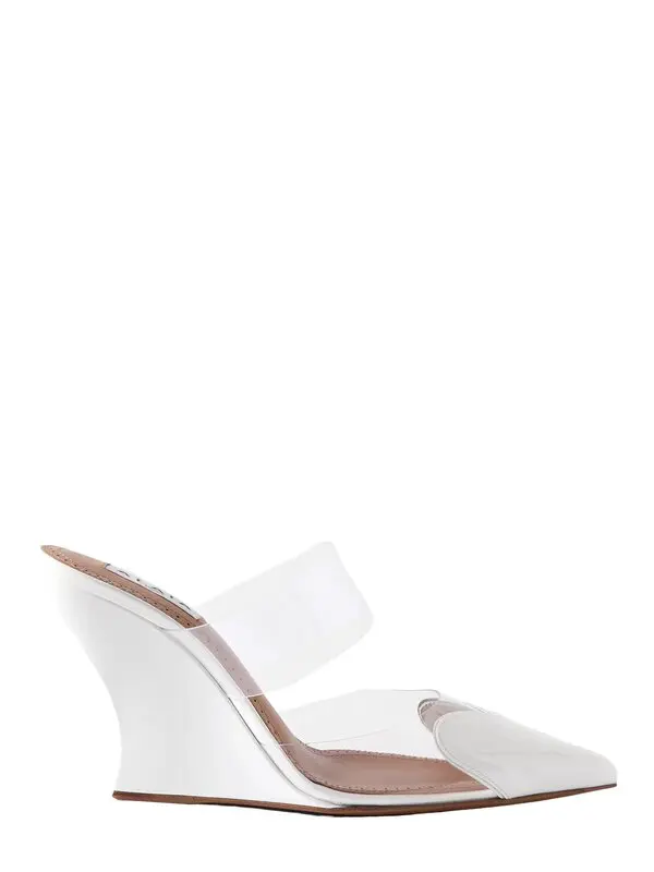Alaïa Le Coeur Wedge Mules In Transparent Pvc And Patent Leather - White