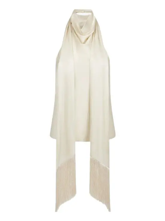 Nina Ricci Halterneck Fringe Detail Top - Cream