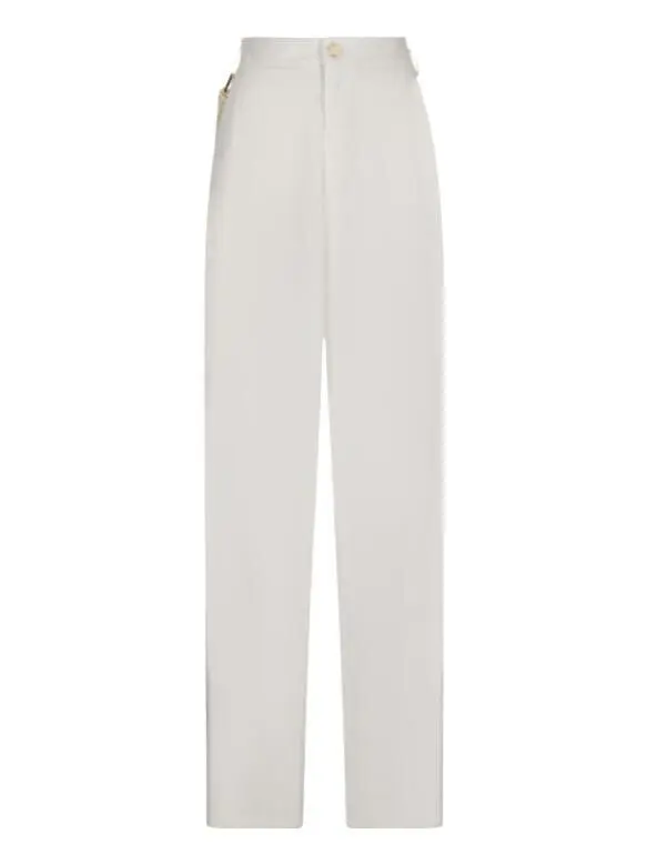 DARKPARK Phebe Relaxed Wide Leg Pants With Beaded Chain Detail - White