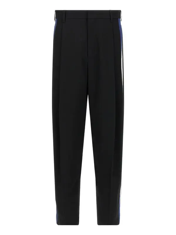 Marni Wool Trousers With Bicolour Side Bands - Black