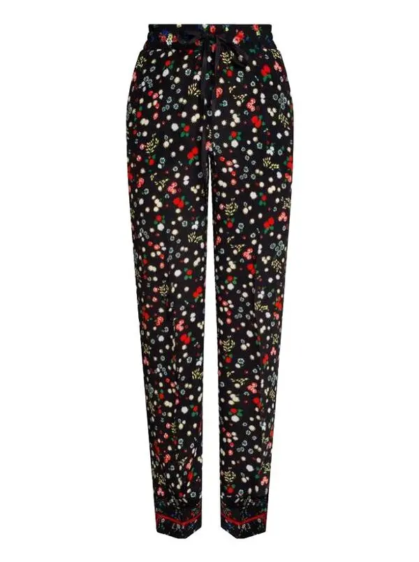 Red Valentino Floral Printed Straight-leg Trousers - Black