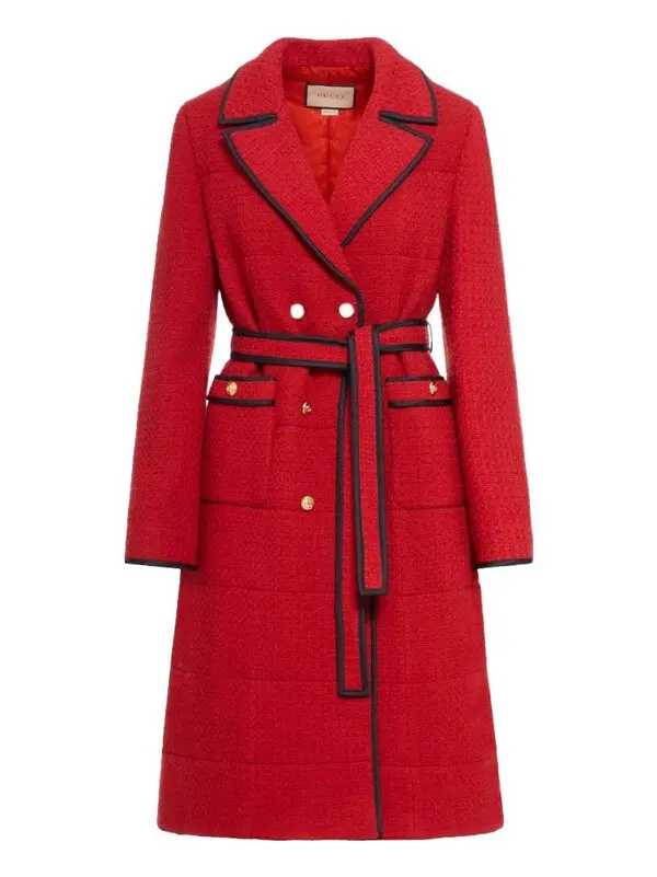 Gucci Double-breasted Belted Waist Coat - Red