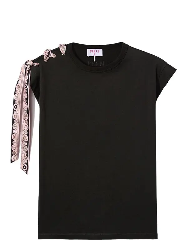 Emilio Pucci Cotton T-shirt With Tie Detail - Black