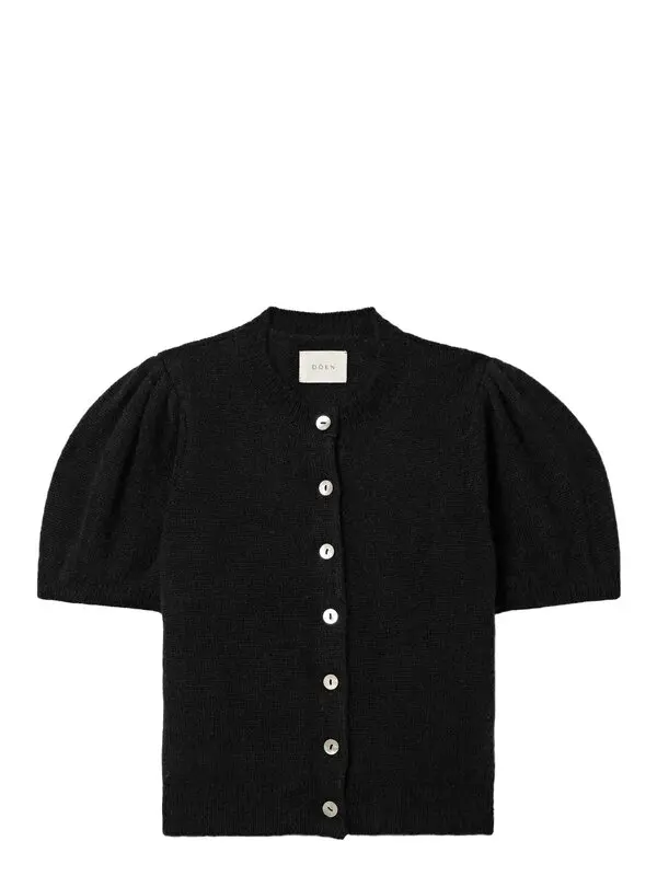 DÔEN Puff-sleeve Cardigan - Black