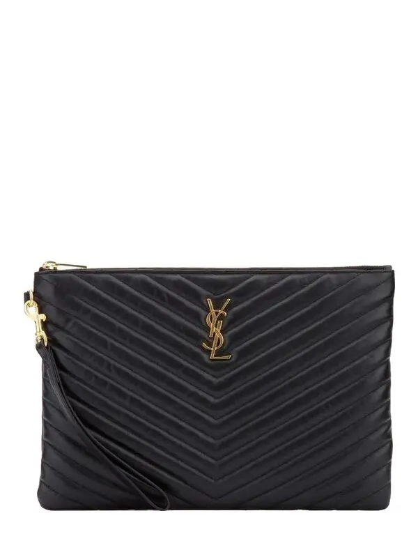 Saint Laurent Cassandre Matelassé Quilted Zipped Pouch - Black