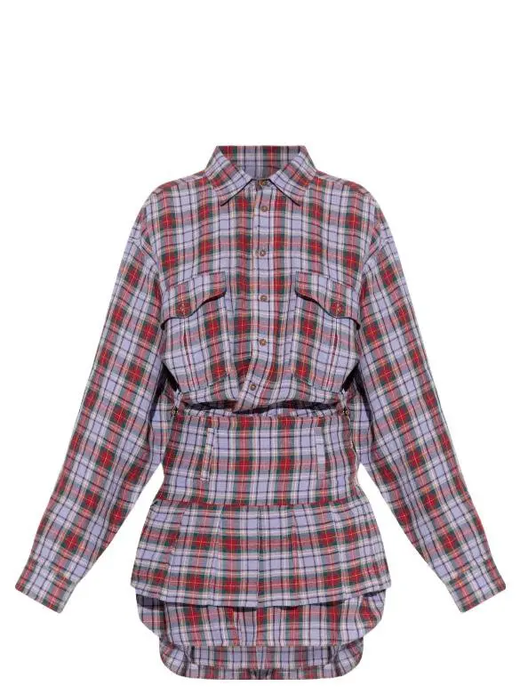 VIVIENNE WESTWOOD Marta Check Mini Shirt Dress - Gray