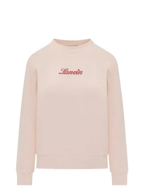 LANVIN Logo Embroidered Crewneck Sweatshirt - Powder Pink