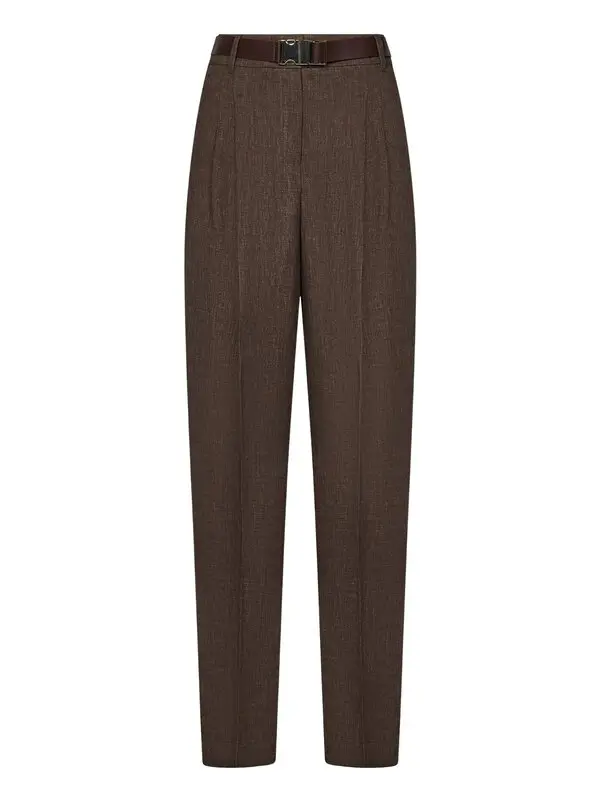 Max Mara Belted Wide Leg Trousers - Green