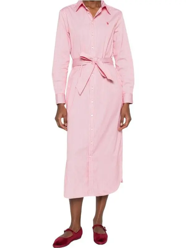 Polo Ralph Lauren Striped Midi Shirt Dress - Pink