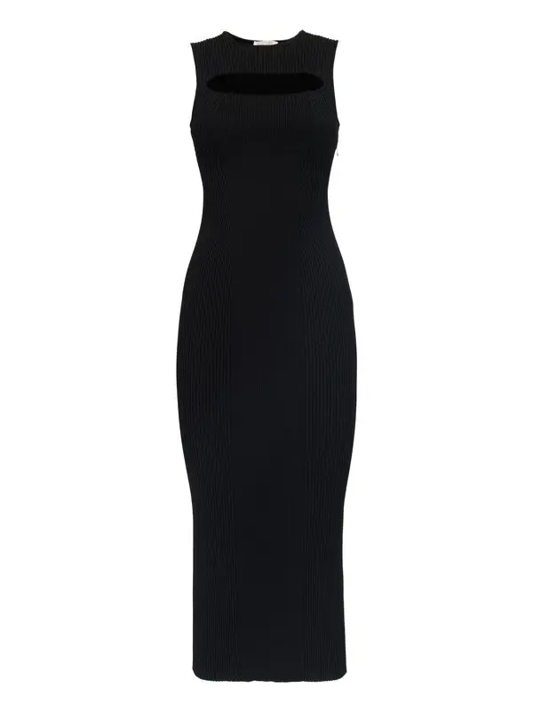 Alexander McQueen Cut-out Knitted Sleeveless Dress - Black