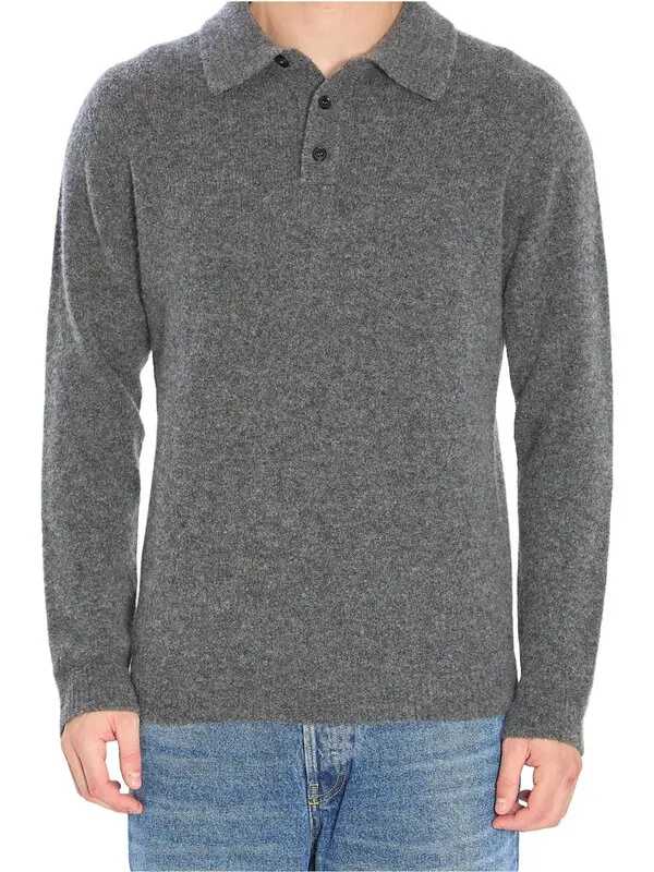 ROBERTO COLLINA Cashmere Blend Polo Shirt - Gray