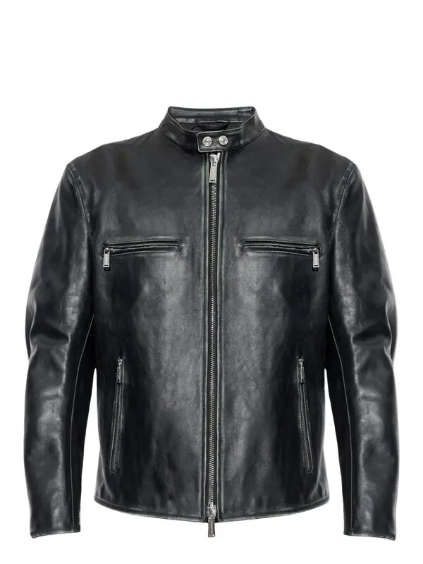 Dsquared2 Zip-pocket Leather Jacket - Black