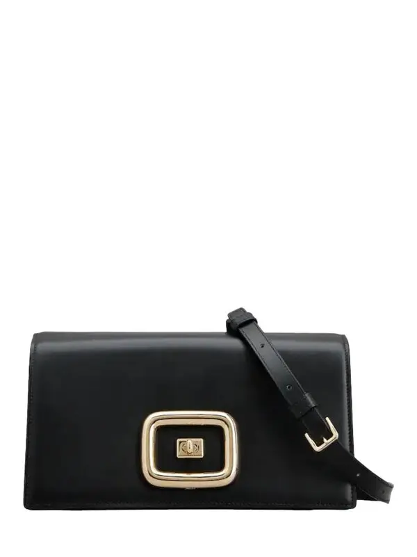 ROGER VIVIER Viv' Choc Foldover Top Shoulder Bag - Black