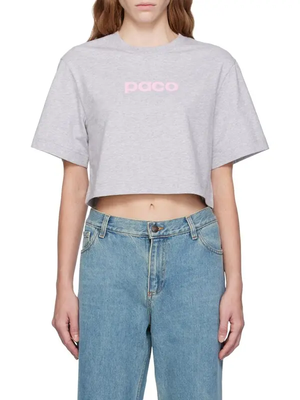 Rabanne Logo Printed Cropped T-shirt - White