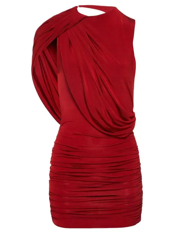 Magda Butrym Asymmetrical Draped Mini Dress - Red