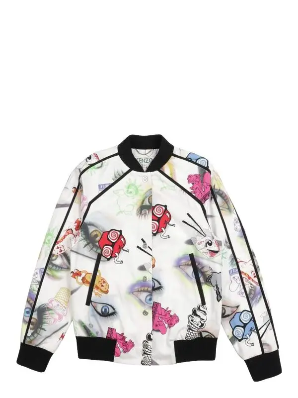 Kenzo Pattern Printed Baseball Jacket - White