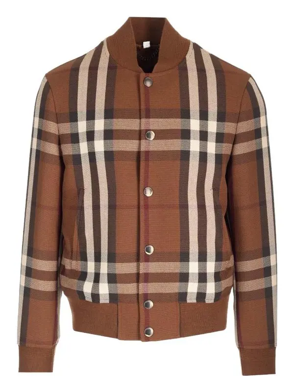 Burberry Checked Wool-blend Bomber Jacket - Brown