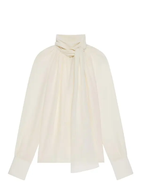 Givenchy 4g Motif Tie Neck Blouse - Eggshell Yellow