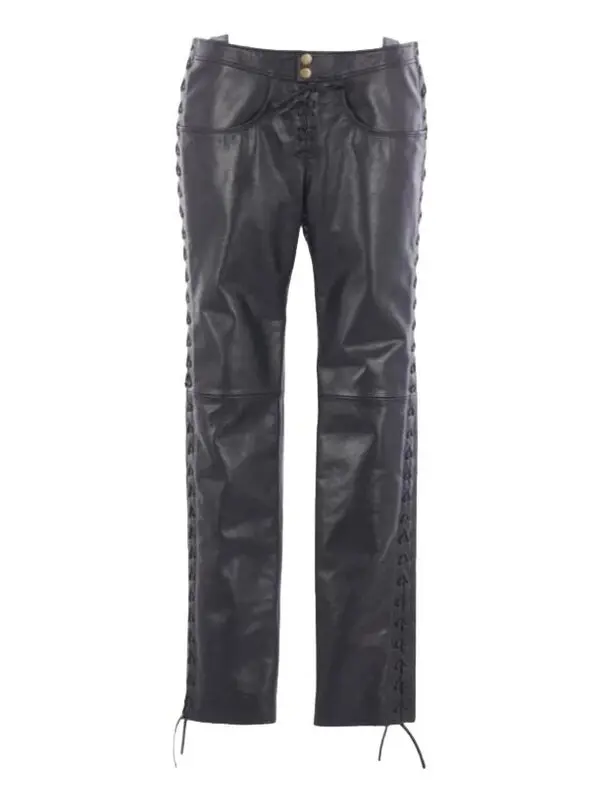 Isabel Marant Étoile Lace-up Leather Straight Trousers - Black