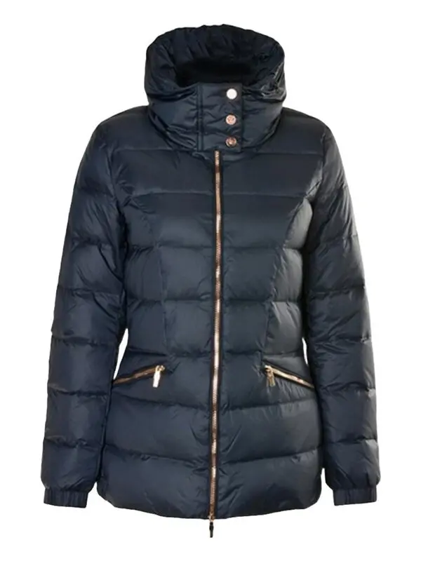 EA7 Logo Hooded Down Jacket - Black