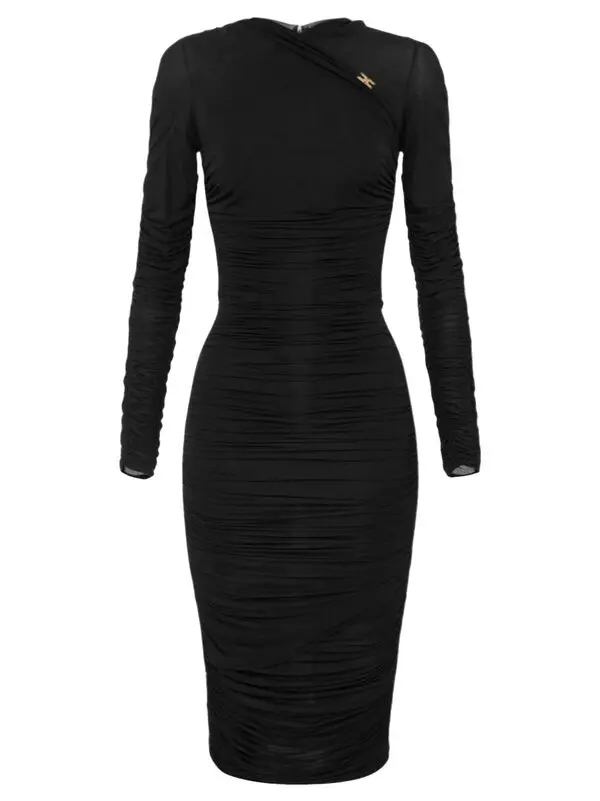 Elisabetta Franchi Draped Jersey Midi Dress - Black