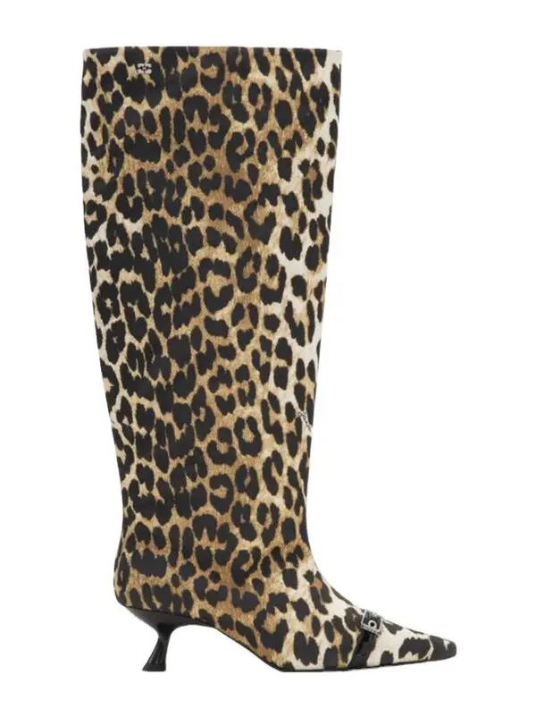 GANNI Leopard Print Knee High Boots - Leopard Color
