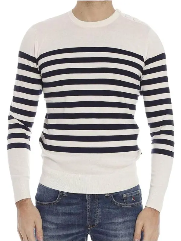 Emporio Armani Striped Knitted Pullover - White